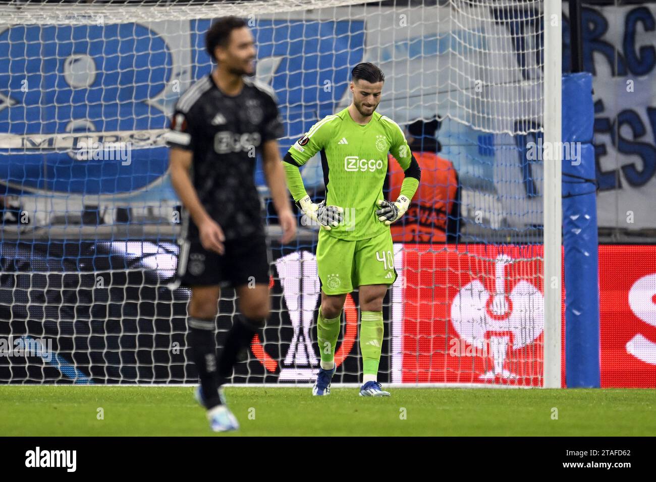 MARSEILLE - Ajax goalkeeper Diant Ramaj is disappointed after the 4-3 ...
