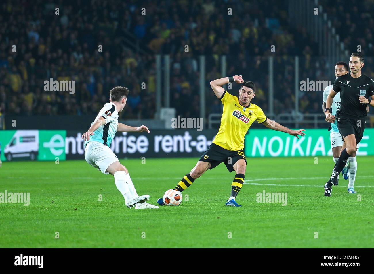 Athens, Lombardy, Greece. 30th Nov, 2023. 20 PETROS MANTALOS of AEK FC ...