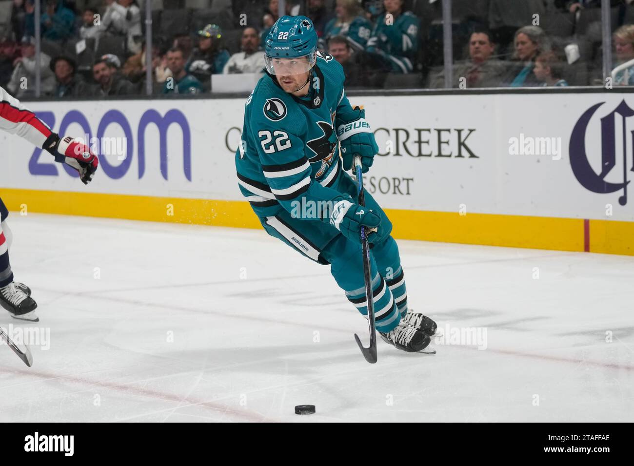 San Jose Sharks center Ryan Carpenter during an NHL hockey game against ...