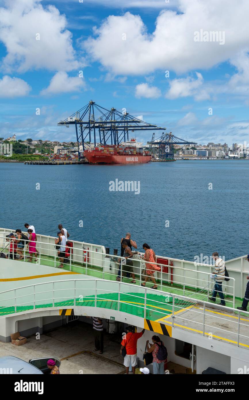 Salvador, Bahia, Brazil - March 12, 2023: Ferry boat arriving at the ...