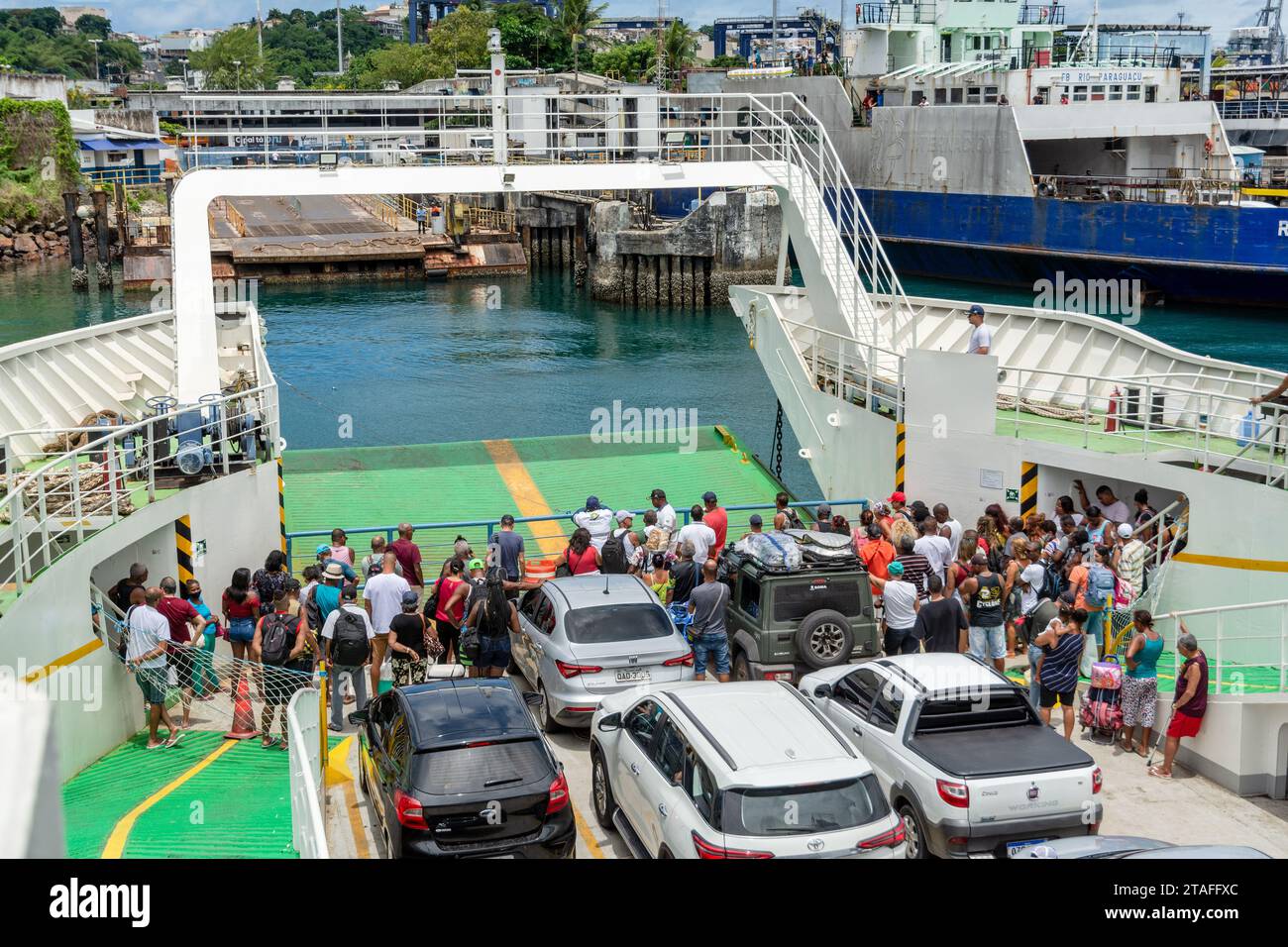 Salvador, Bahia, Brazil - March 12, 2023: Ferry boat arriving at the ...