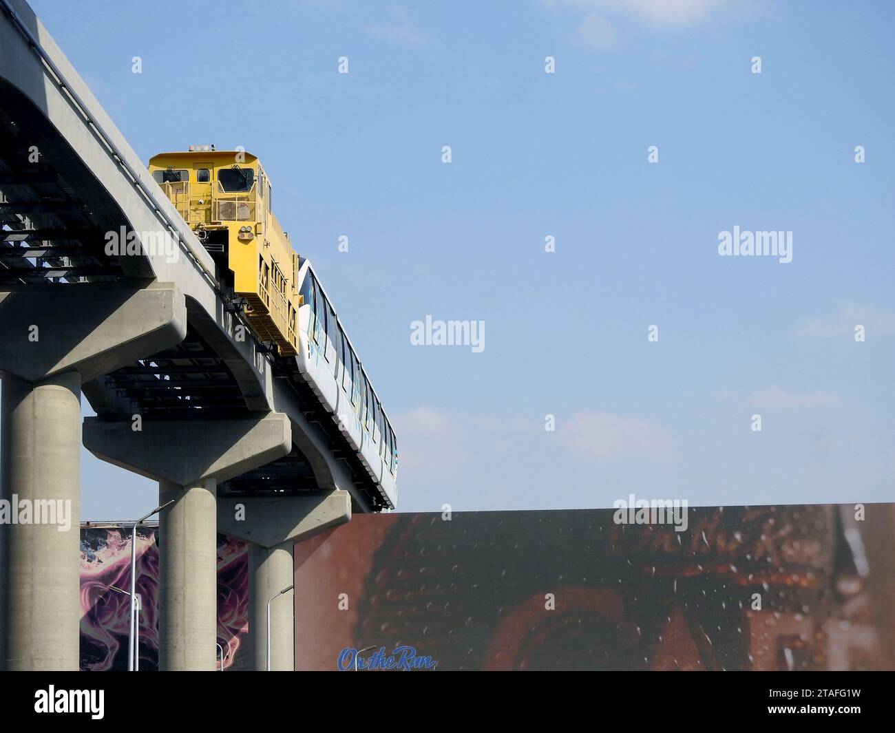 Cairo, Egypt, October 5 2023: installation of Egypt monorail vehicle on ...