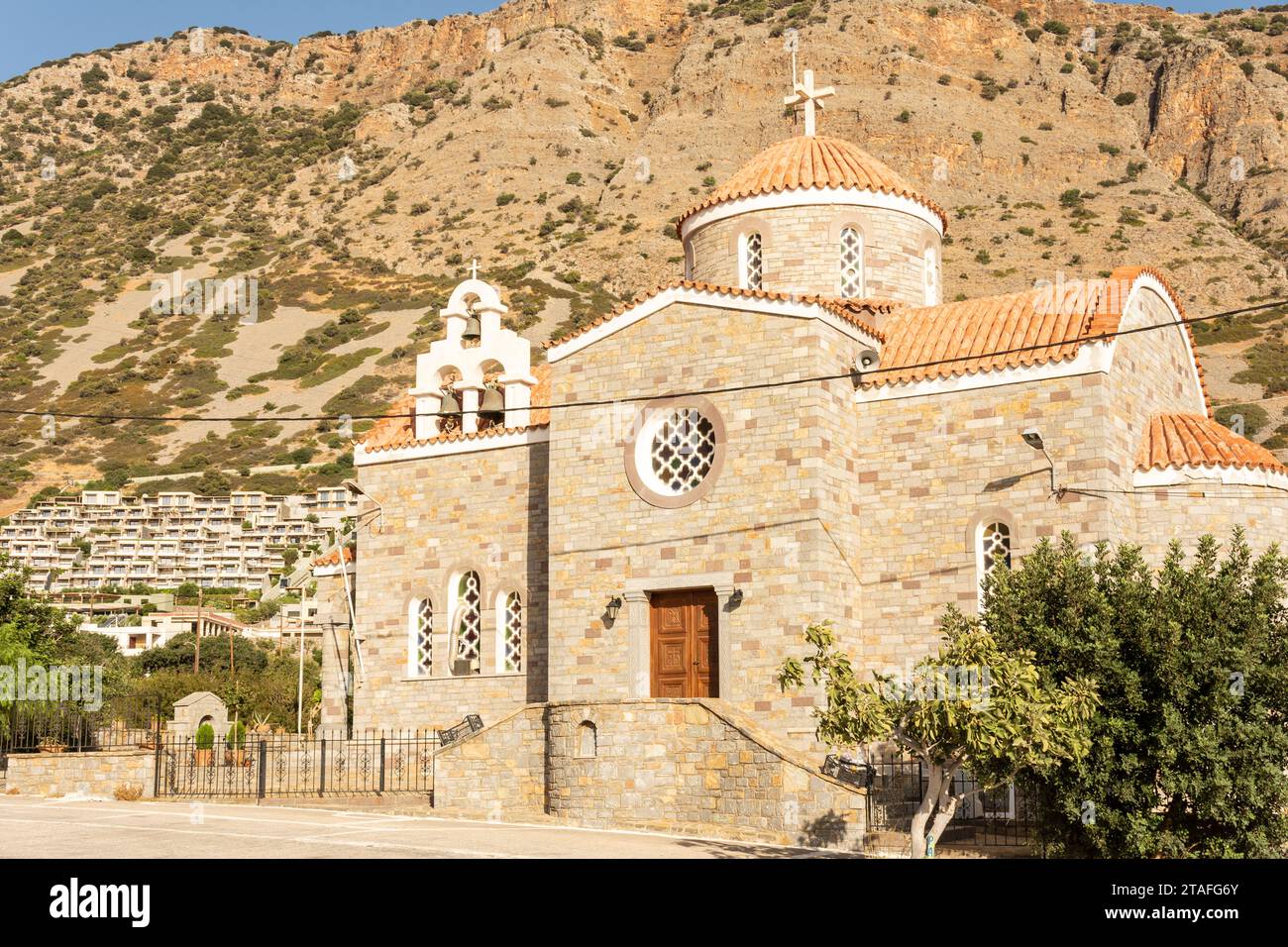 Exterior of the Holy Church of Agios Raphael in Plaka, Crete, Greece ...