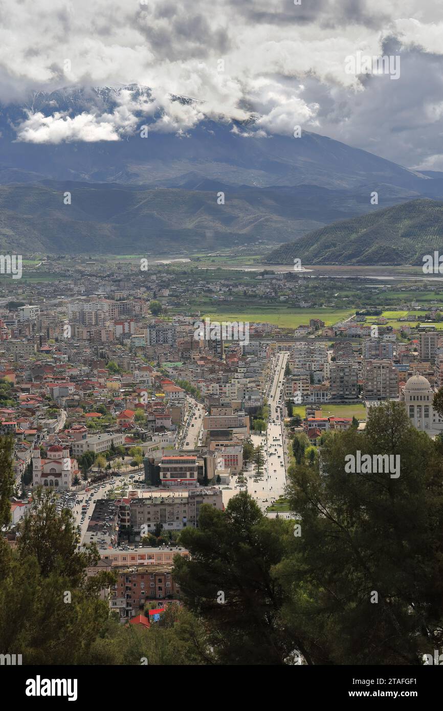 094 Tomorr Mountain -Mali i Tomorrit- over the city's eastern area as ...