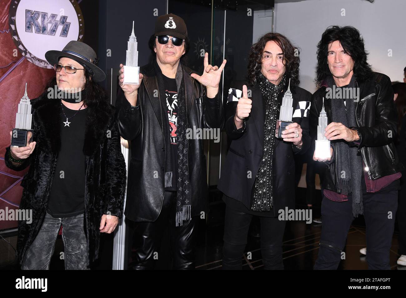 New York, USA. 30th Nov, 2023. Members of legendary rock band KISS, (l ...