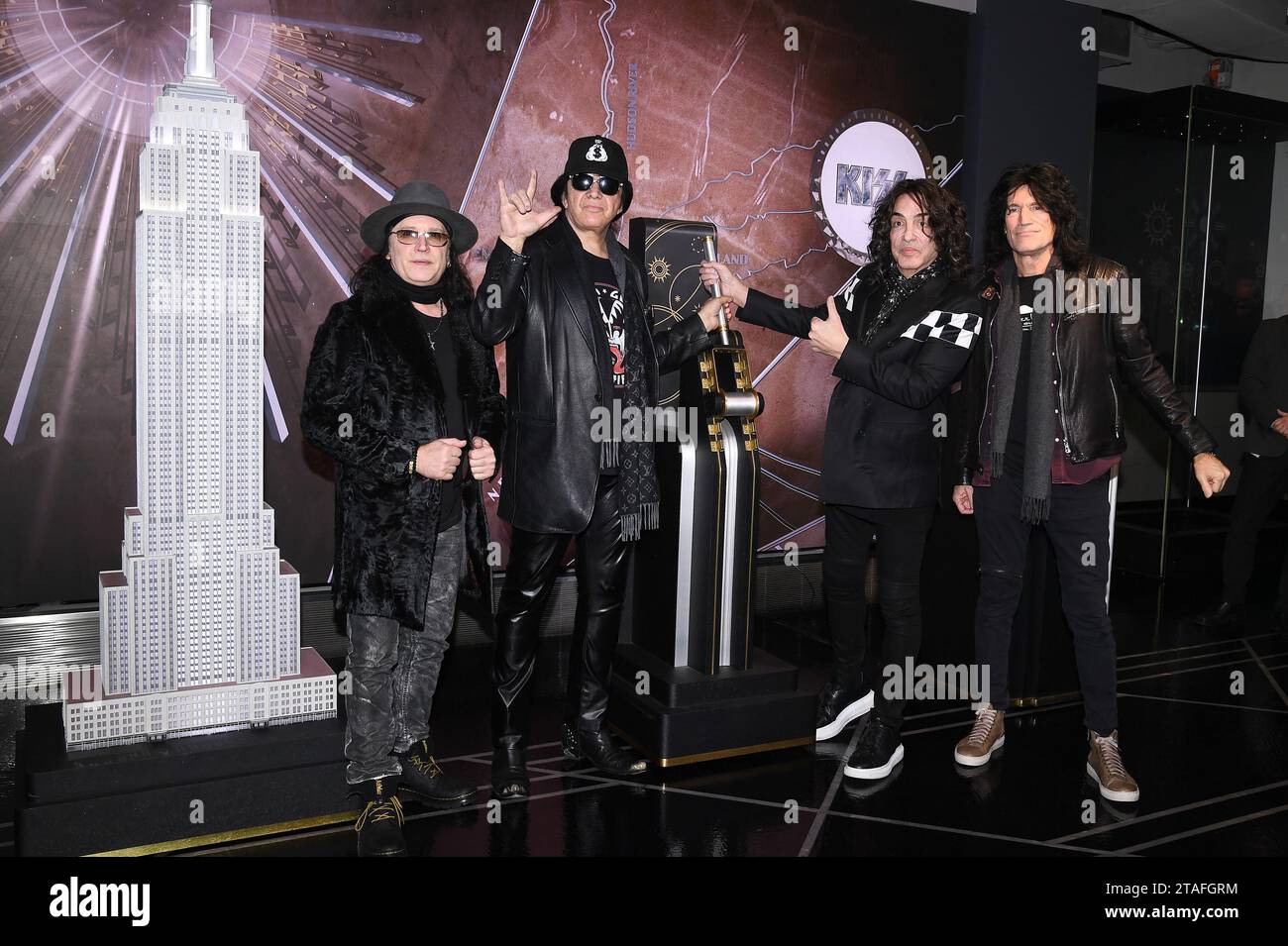 New York, USA. 30th Nov, 2023. Members of legendary rock band KISS, (l ...