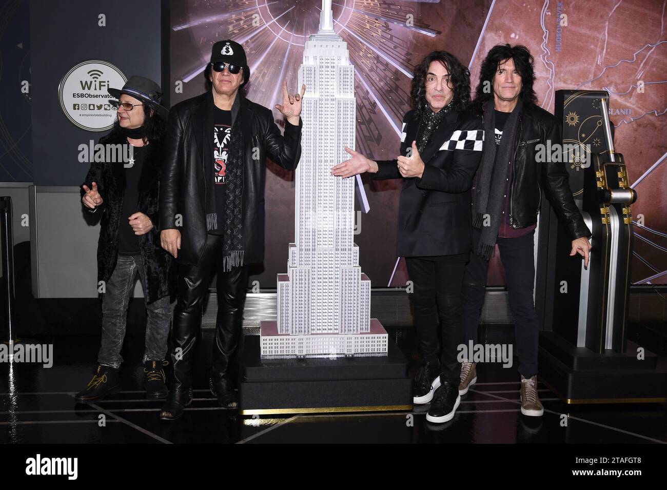 New York, USA. 30th Nov, 2023. Members of legendary rock band KISS, (l ...