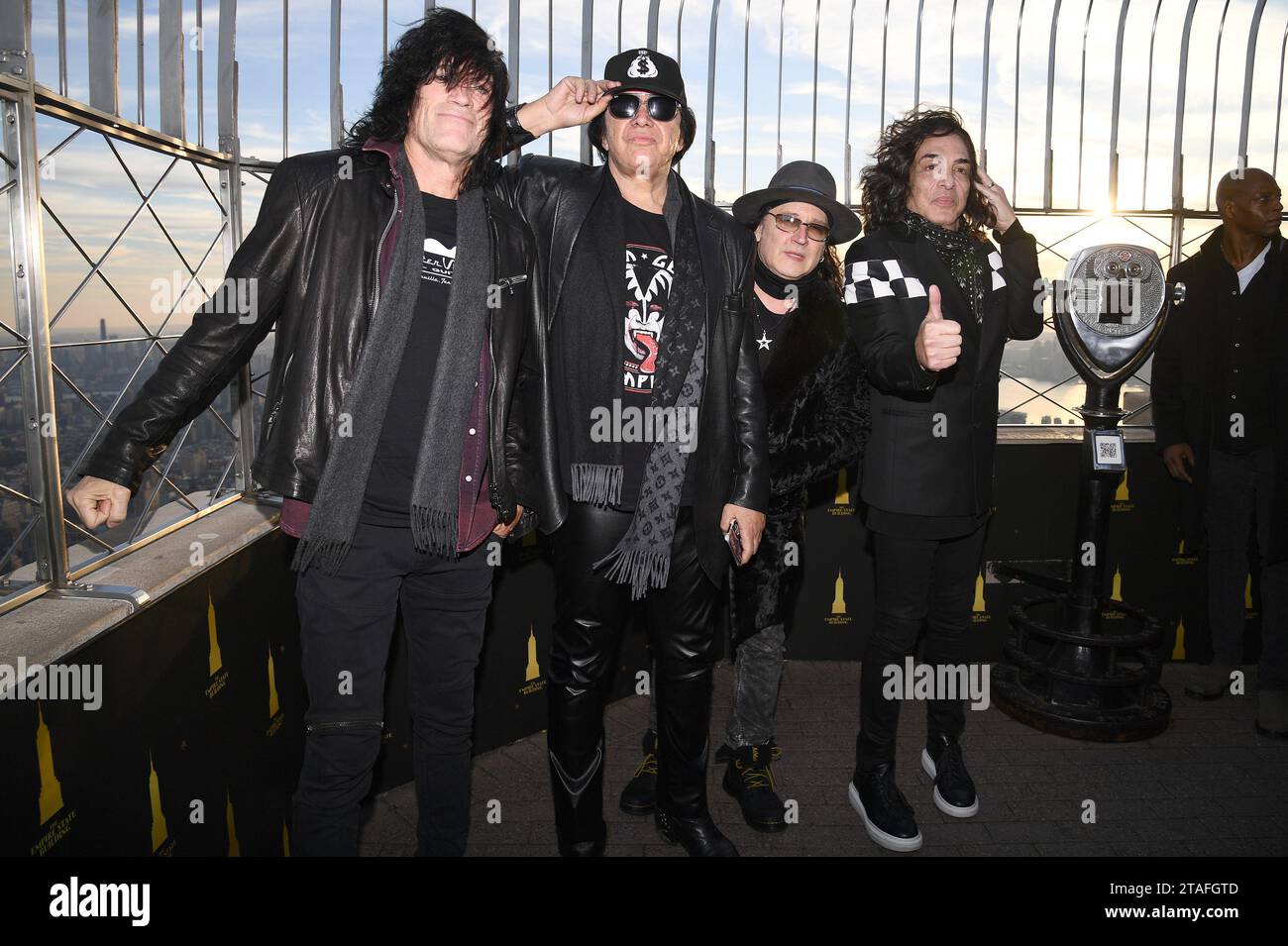 New York, USA. 30th Nov, 2023. Members of legendary rock band KISS, (l ...