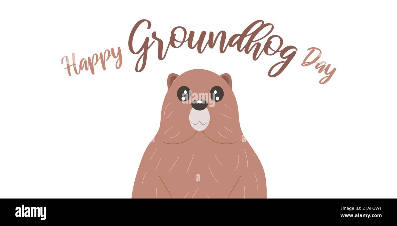 Happy Groundhog Day February 2. Holiday concept.Cute funny character ...