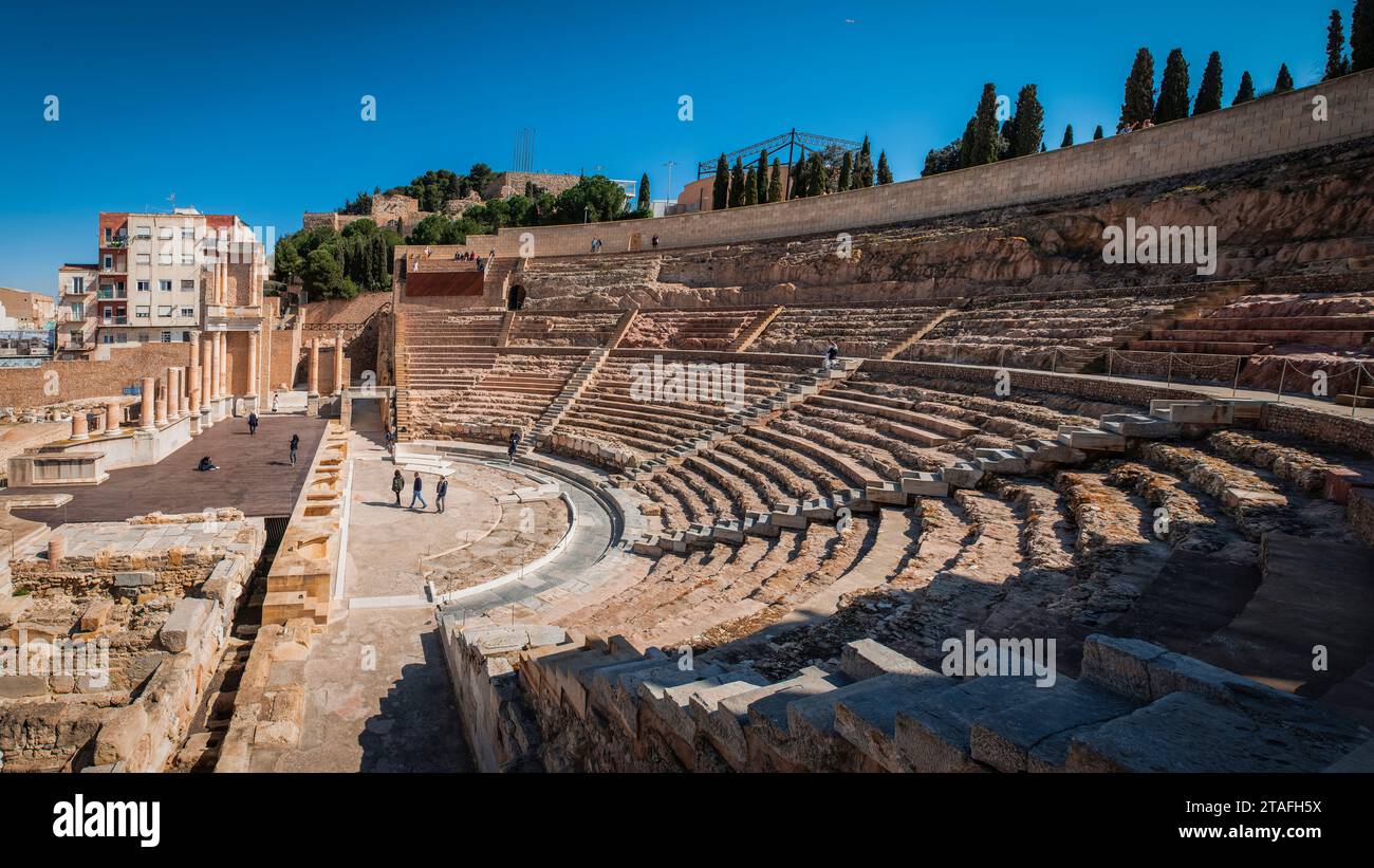 Ruins of the Roman theatre of the ancient city of Carthage Nova in ...