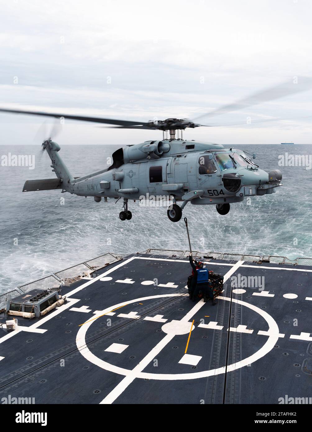 231111-N-EJ843-1139 ATLANTIC OCEAN (Nov. 11, 2023) - Sailors connect a ...