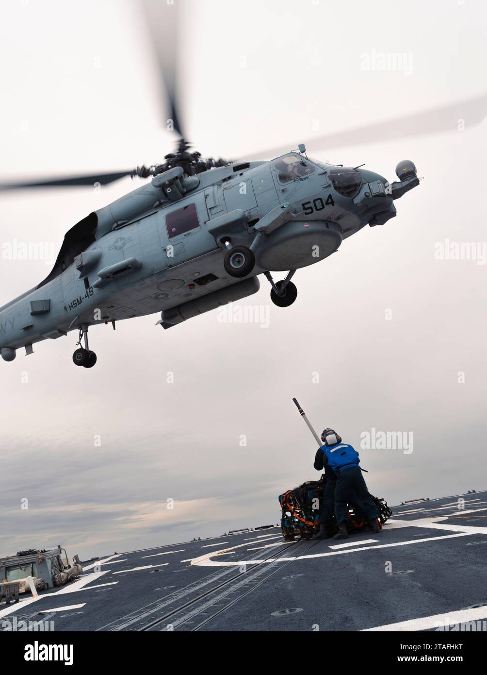 231111-N-EJ843-1215 ATLANTIC OCEAN (Nov. 11, 2023) - Sailors connect a ...