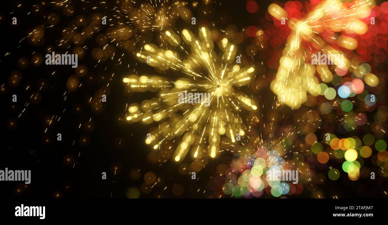 Fireworks display in the night sky. New Year's festive background ...