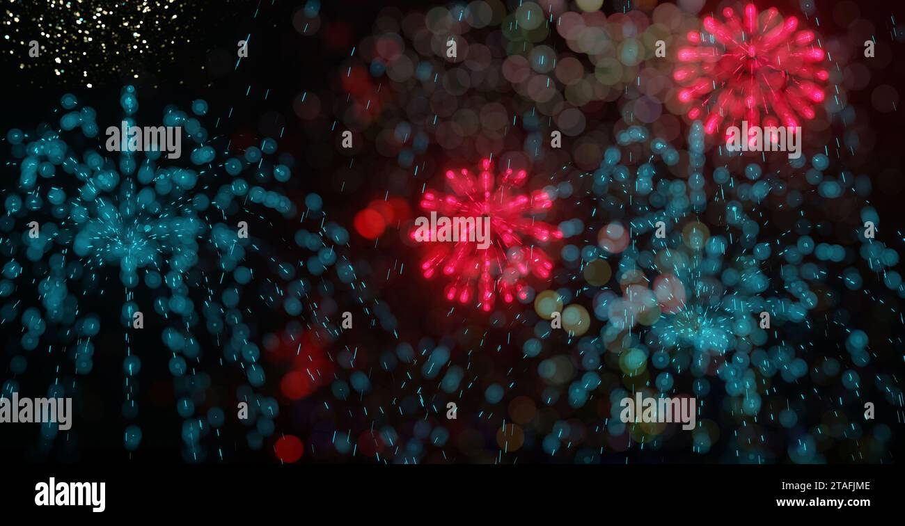 Fireworks display in the night sky. New Year's festive background ...