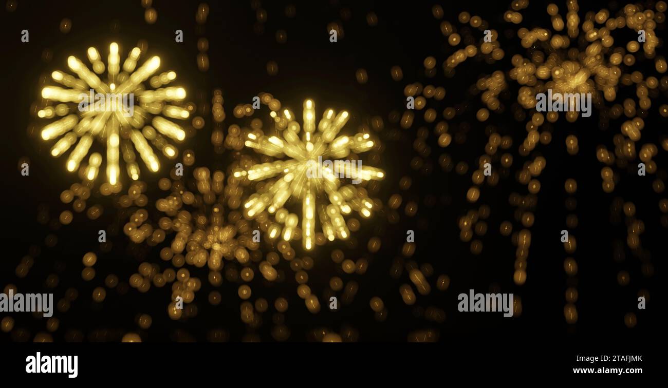 Fireworks display in the night sky. New Year's festive background ...