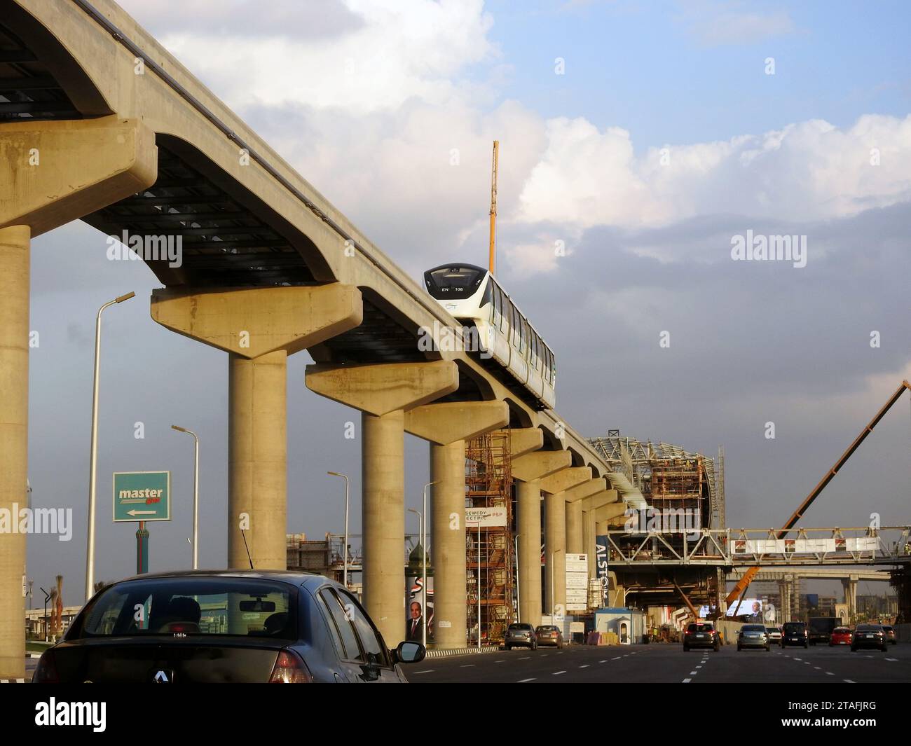 Cairo, Egypt, November 14 2023: Egypt monorail on its track in front of ...
