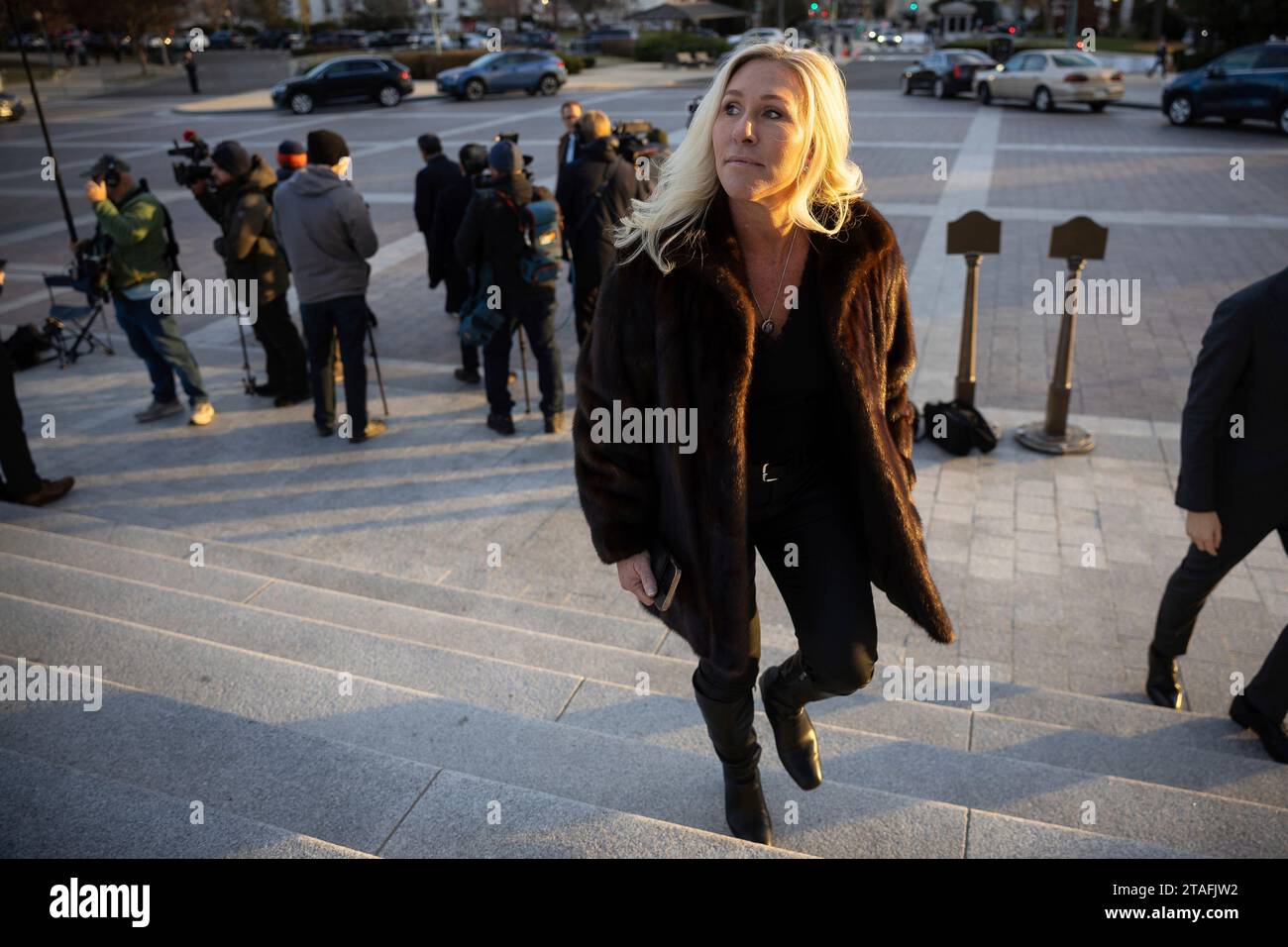 Rep. Marjorie Taylor Greene (R-Ga.) arrives for a vote at the U.S ...