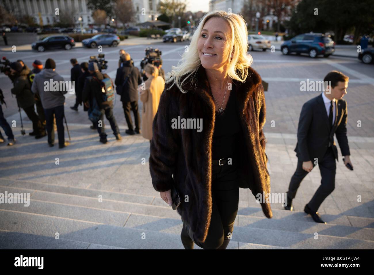 Rep. Marjorie Taylor Greene (R-Ga.) arrives for a vote at the U.S ...