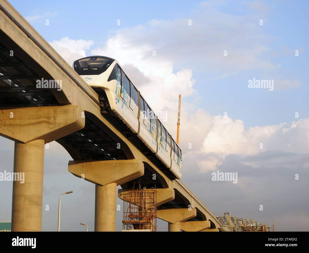 Cairo, Egypt, November 14 2023: Egypt monorail on its track in front of ...
