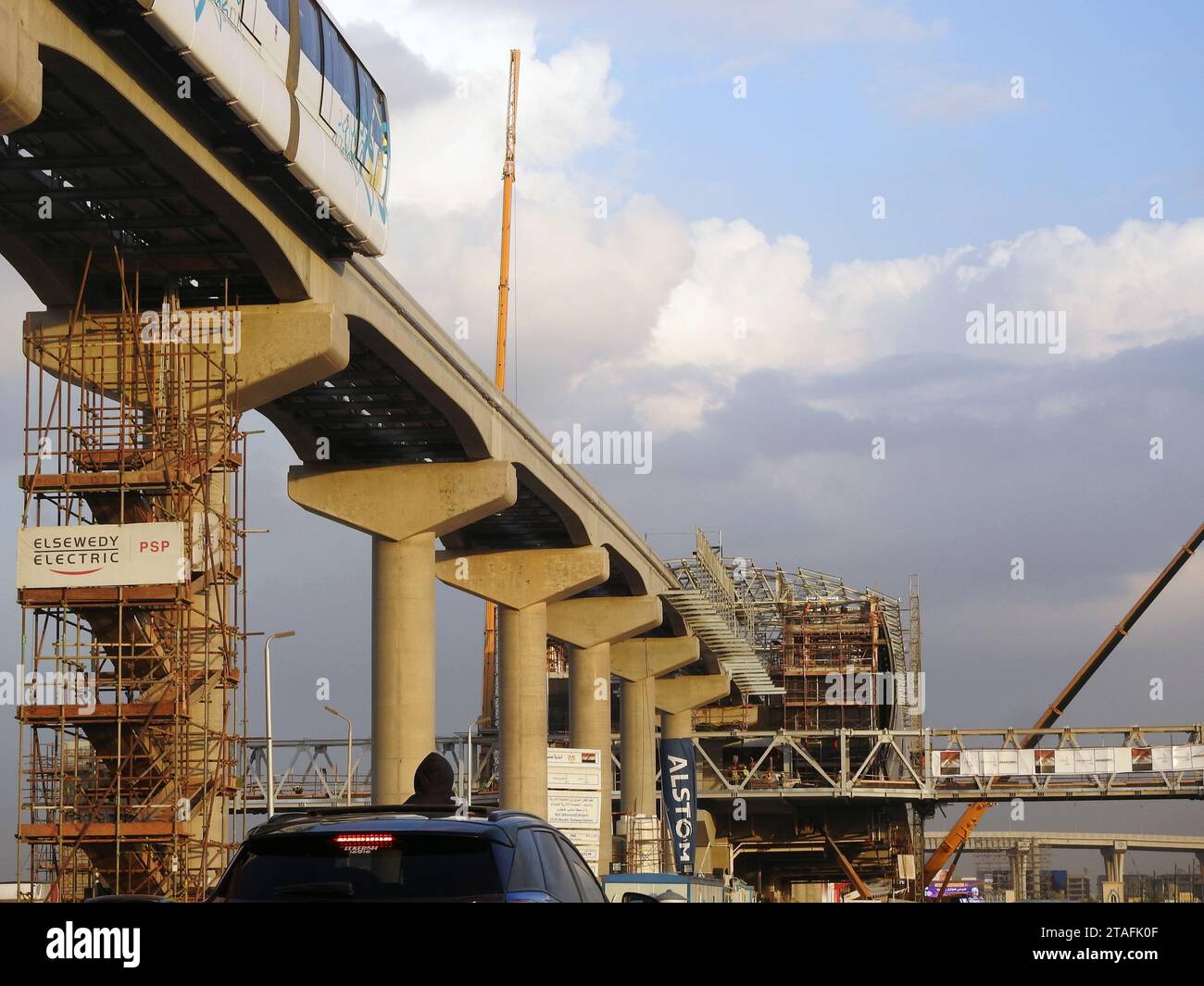 Cairo, Egypt, November 14 2023: Egypt monorail on its track in front of ...
