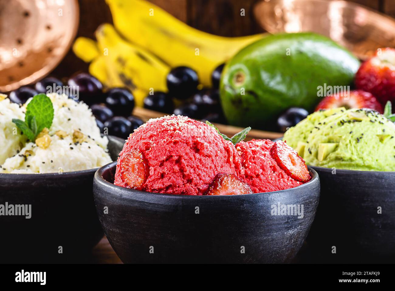 vegan ice cream made with organic fruits, with tropical fruits in the ...