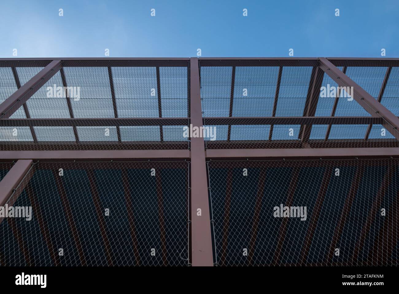 construction detail of building with gallery and steel structure, fall ...