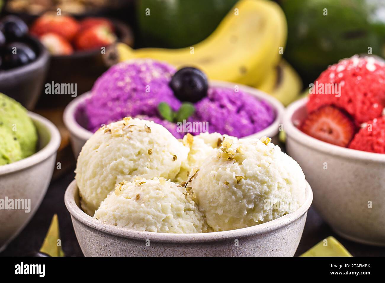vegan ice cream made with organic fruits, with tropical fruits in the ...