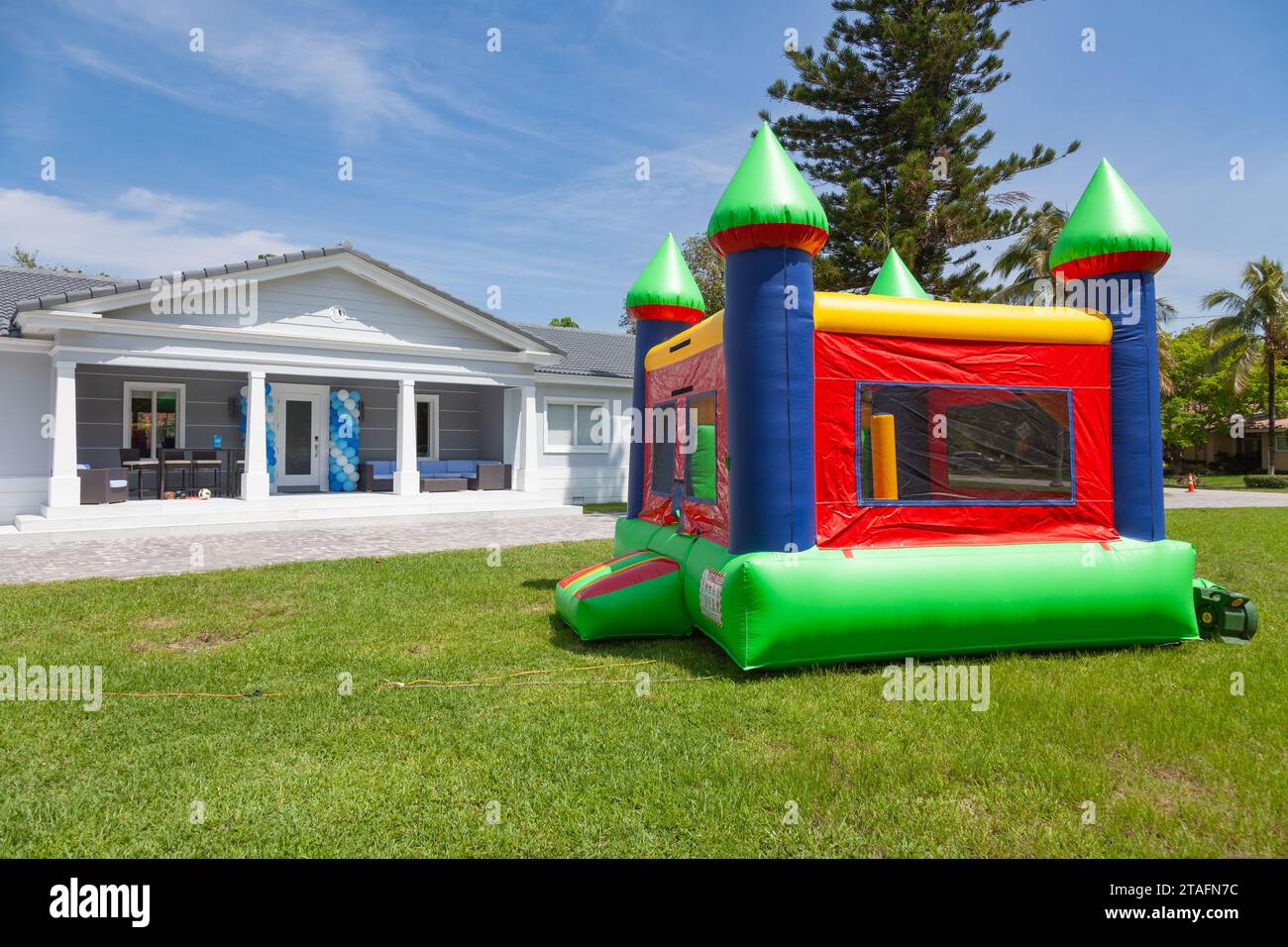 Bouncing castle in front of a house, Miami, Florida, USA Stock Photo ...