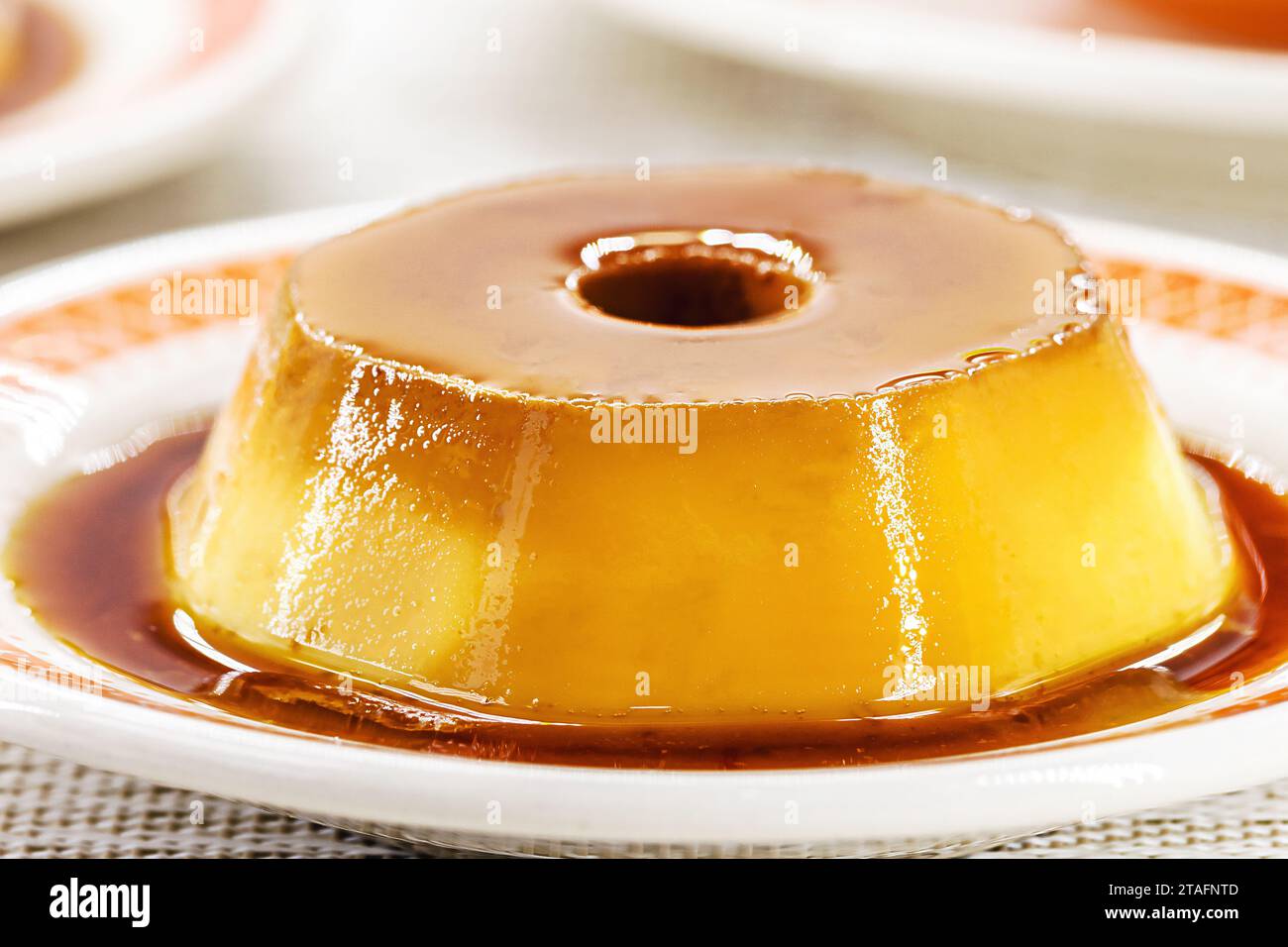 condensed milk pudding, sweet dessert with vanilla and caramel in syrup ...