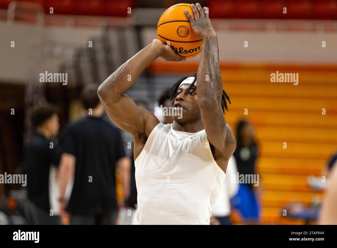 Oklahoma State guard Quion Williams shoots the ball before an NCAA ...