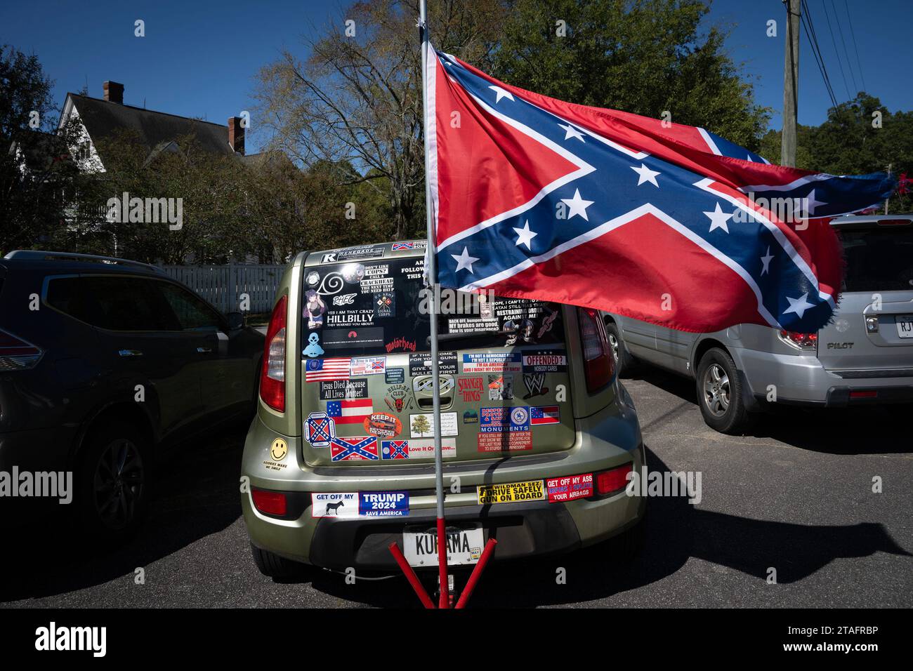 Cartersville, GA, USA. 7th Oct, 2023. A Civil War history buff's car ...