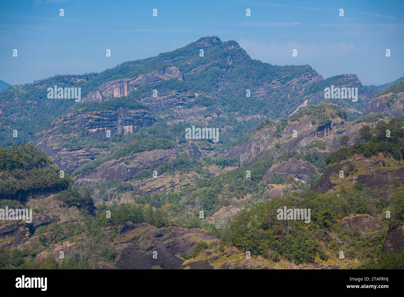 A landscape picture of the mountains and hills of Wuyishan in Fujian ...