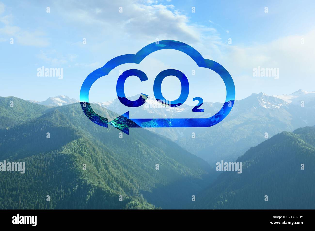 Concept of clear air. CO2 inscription in illustration of cloud with ...