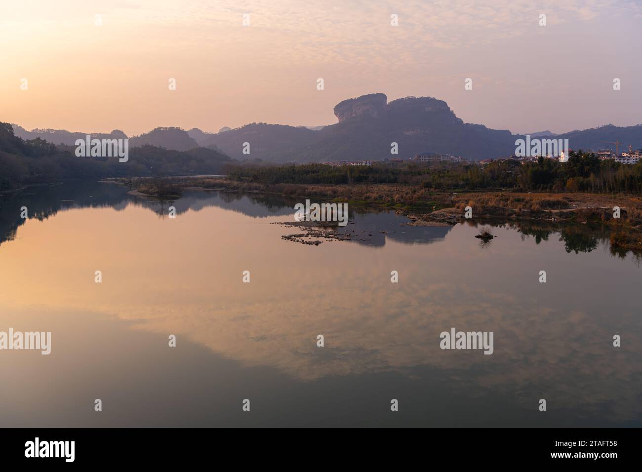 The scenery of Wuyishan landscape of Wuyi Mountains, peaks and the ...