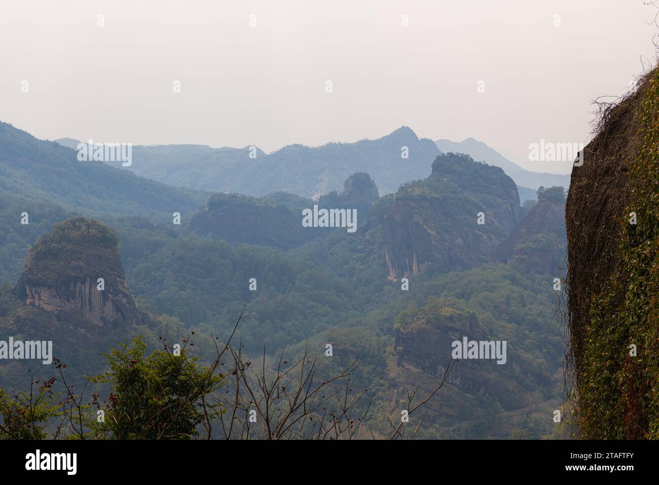 Beautiful mountain landscape of Wuyishan from Da Wang peak in Fujian ...