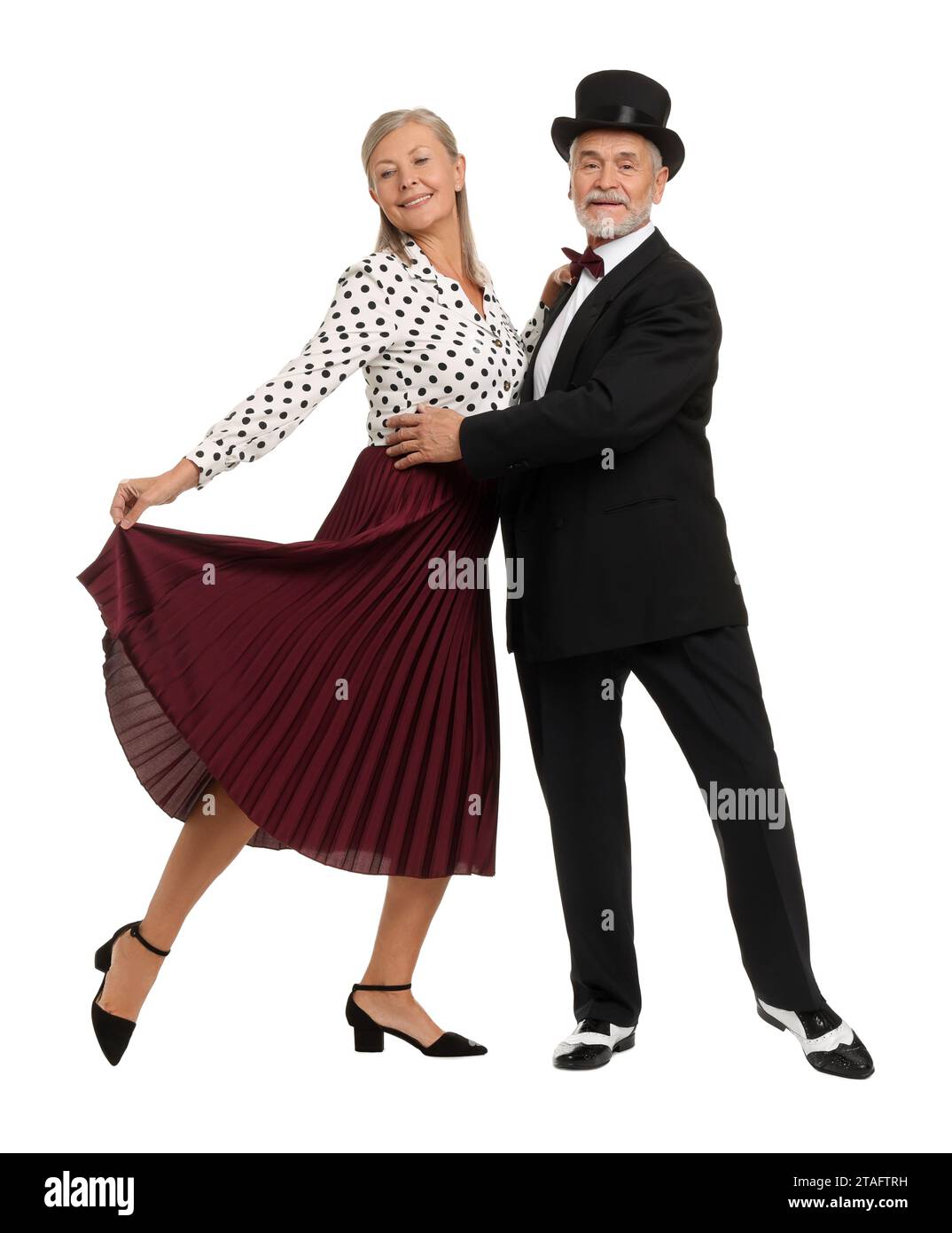 Senior couple dancing together on white background Stock Photo - Alamy