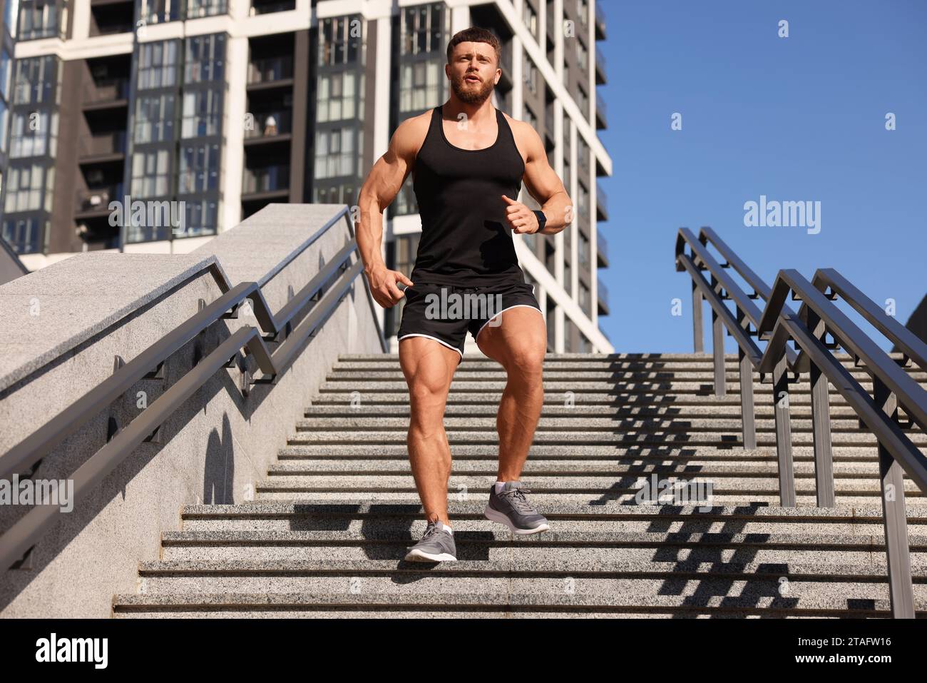 Running down stairs hi-res stock photography and images - Alamy