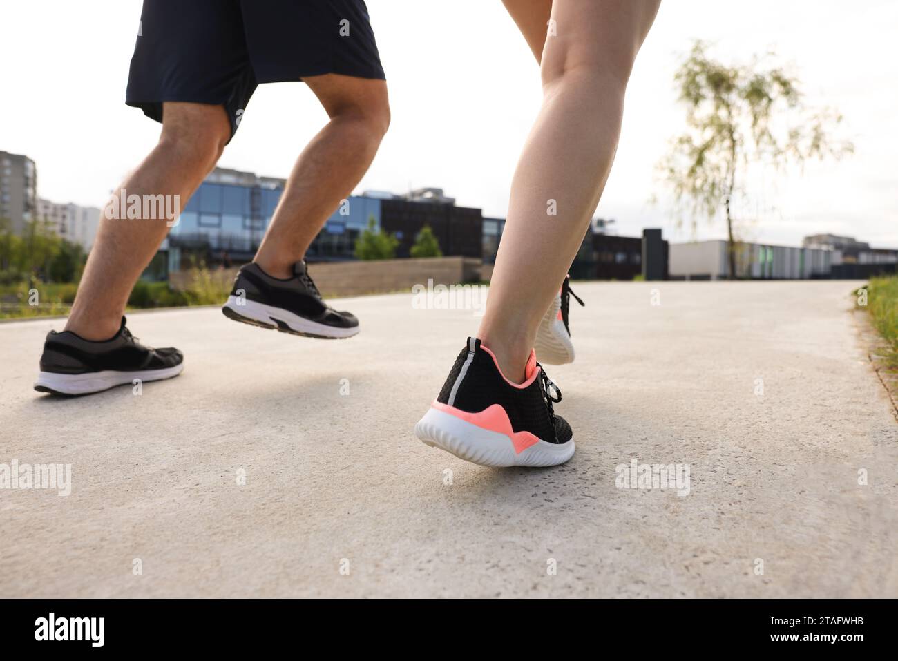 Woman run low angle feet hi-res stock photography and images - Alamy