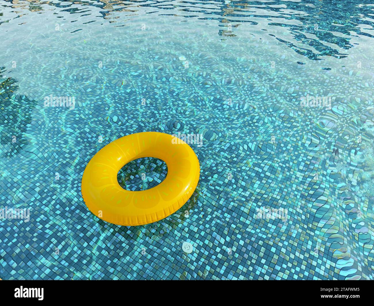 Yellow inflatable ring in swimming pool outdoors Stock Photo - Alamy