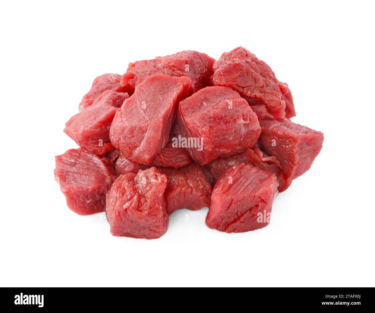 Pieces of raw beef meat isolated on white Stock Photo - Alamy