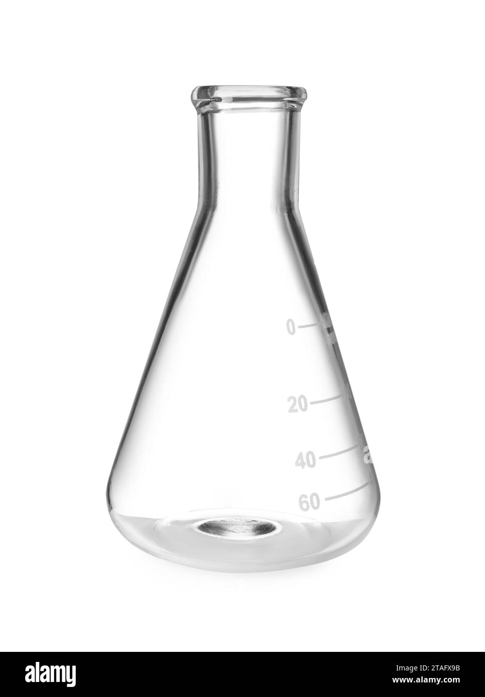 One empty laboratory flask isolated on white Stock Photo - Alamy