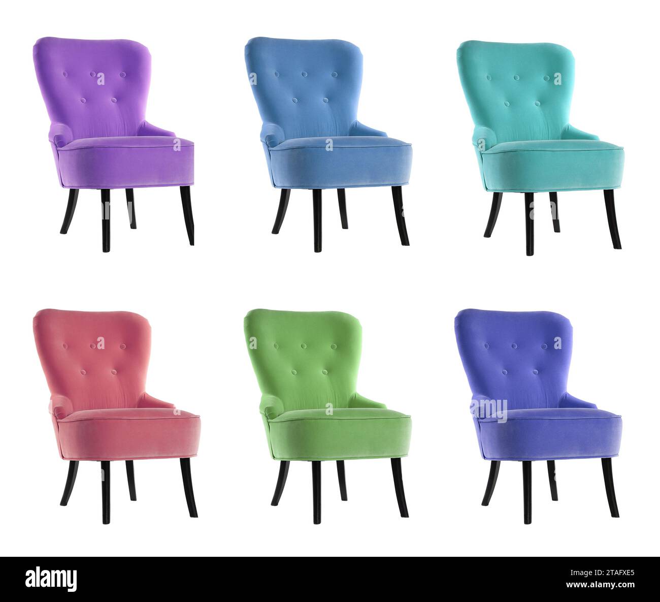 Different colorful armchairs isolated on white, set Stock Photo - Alamy