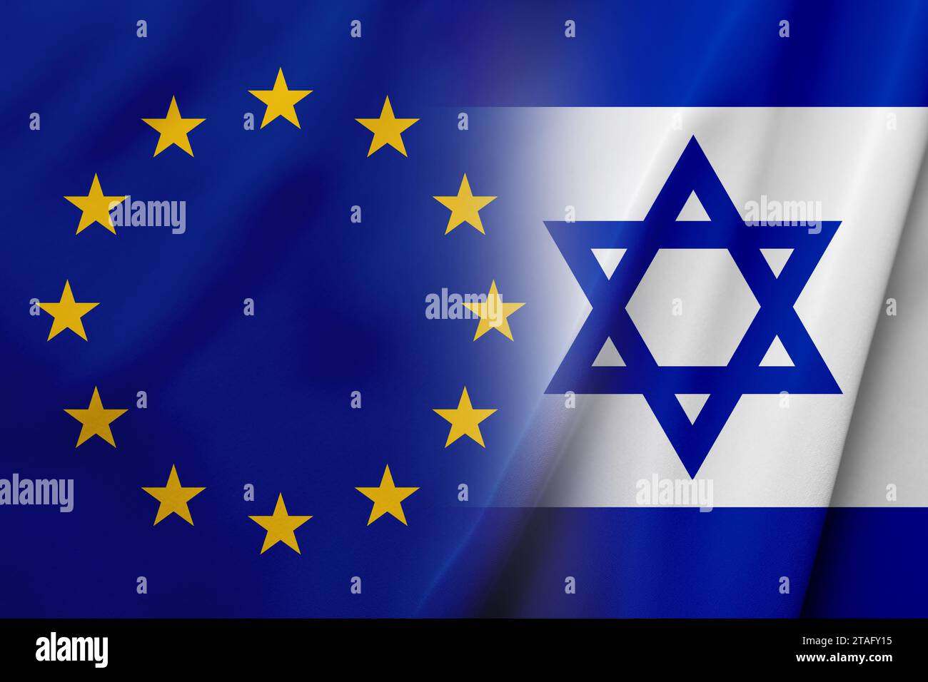 International relations. Flags of Israel and European Union Stock Photo ...