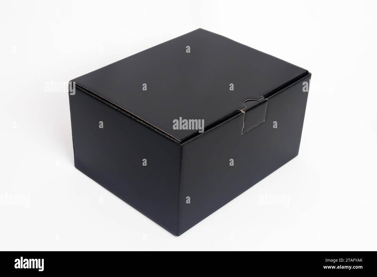 Black cardboard box on white background. upper side view Stock Photo ...