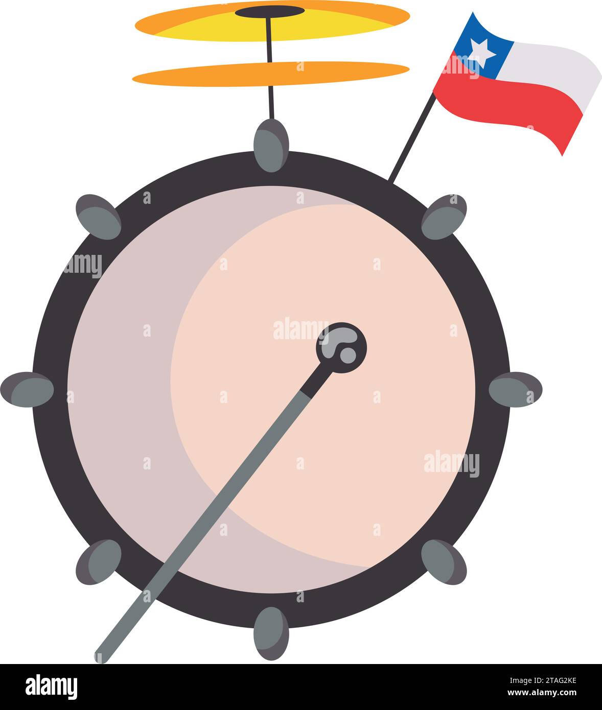 chile chinchinero drum instrument and flag Stock Vector Image & Art - Alamy