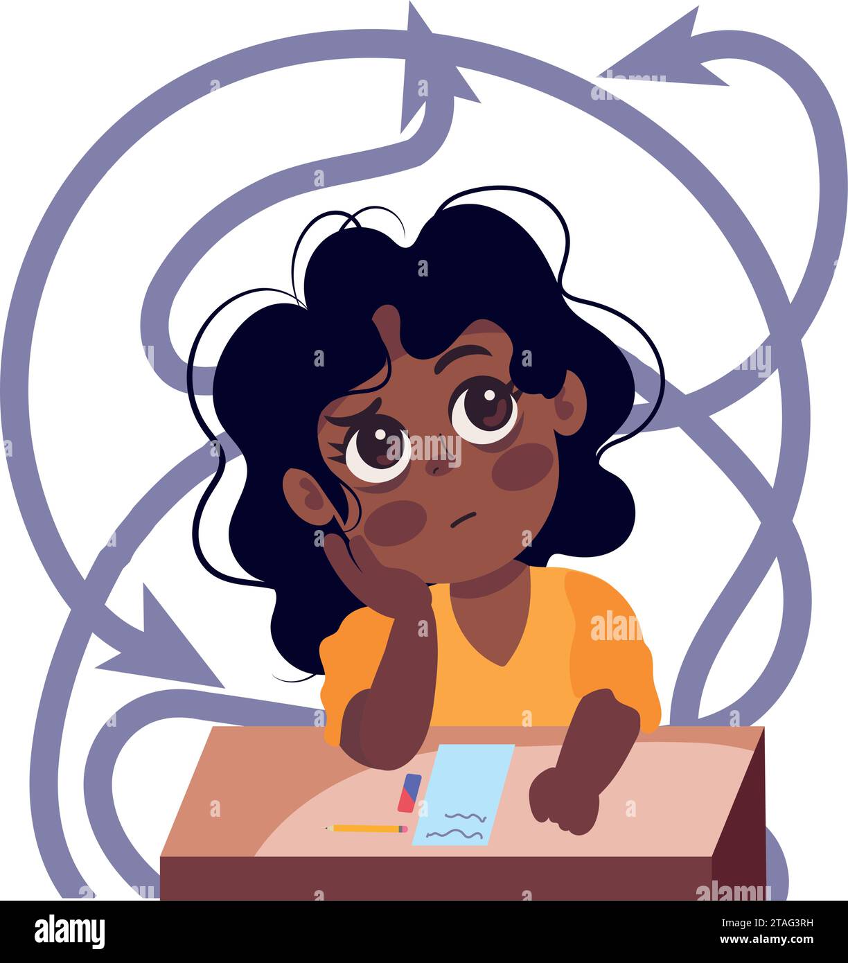 attention deficit hyperactivity disorder school girl Stock Vector Image ...