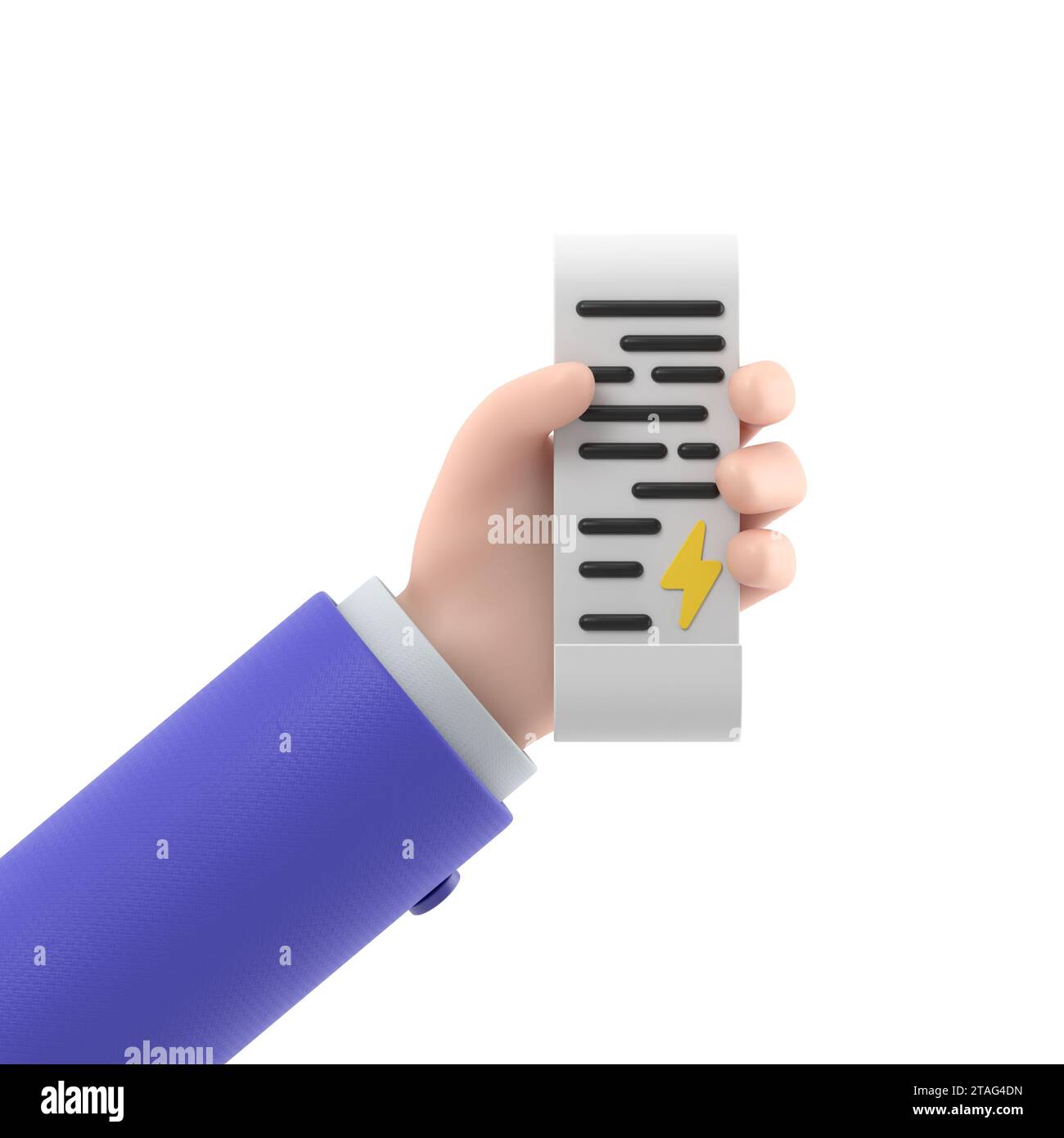 3d female hand holds payment energy bill paper invoice icon design ...