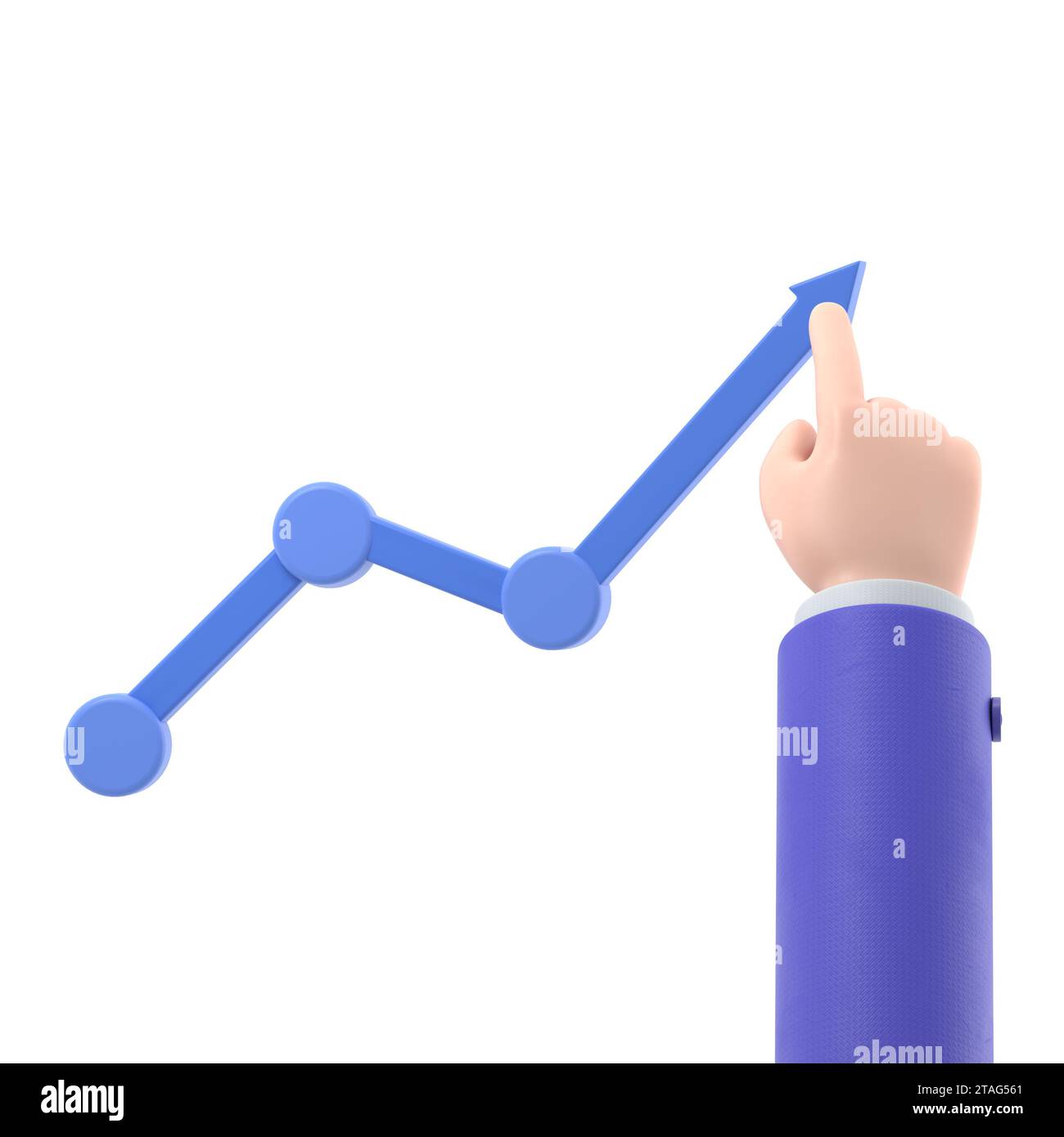 Increase sales. Diagram up. Businessman raises hand financial chart. 3d ...