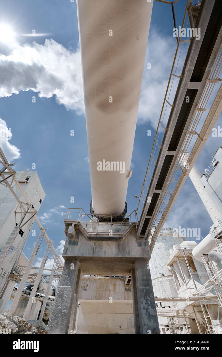 Tubular rotary furnace for construction materials at factory Stock ...