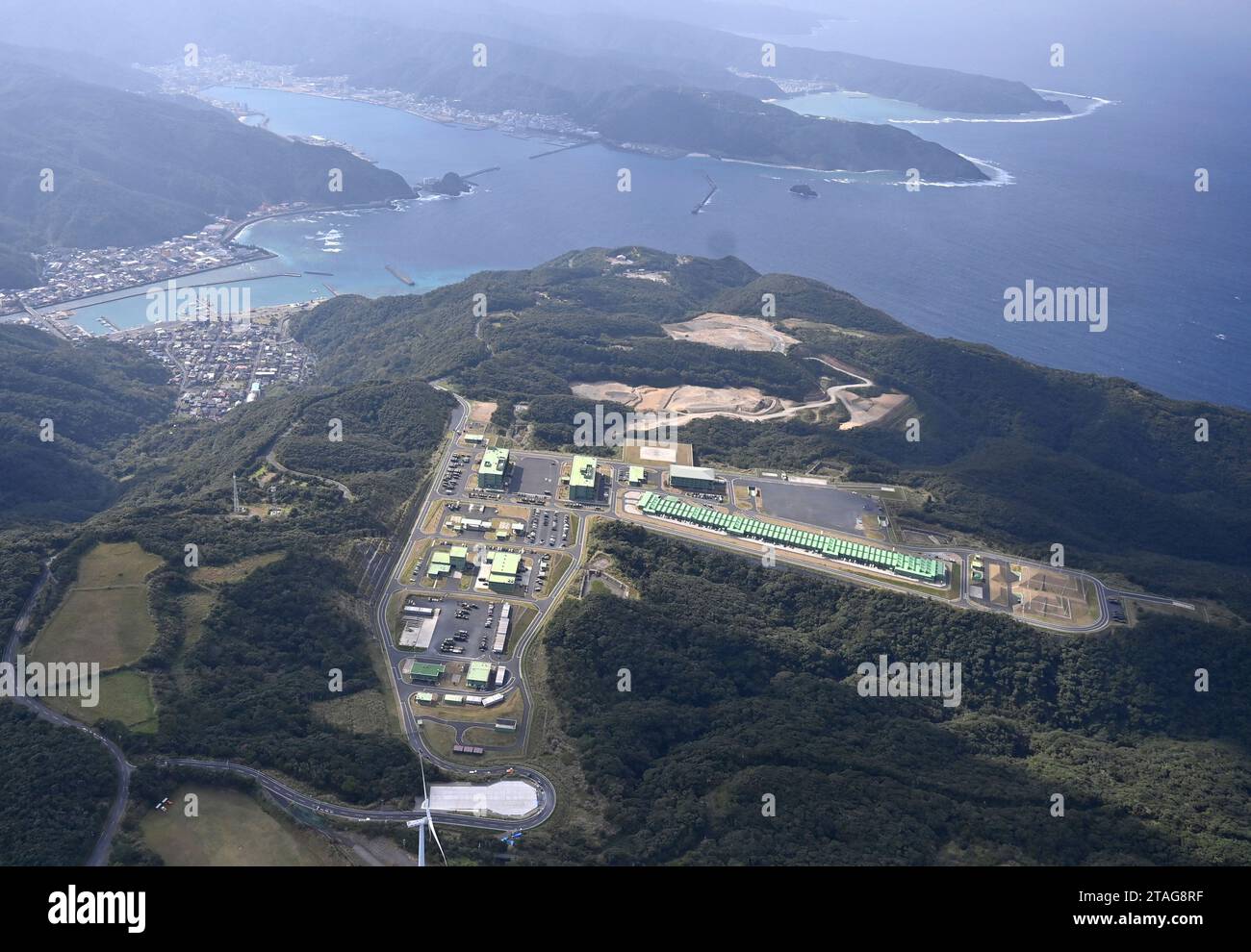 An aerial photo shows Camp Amami of Japan Ground Self-Defense Force in ...
